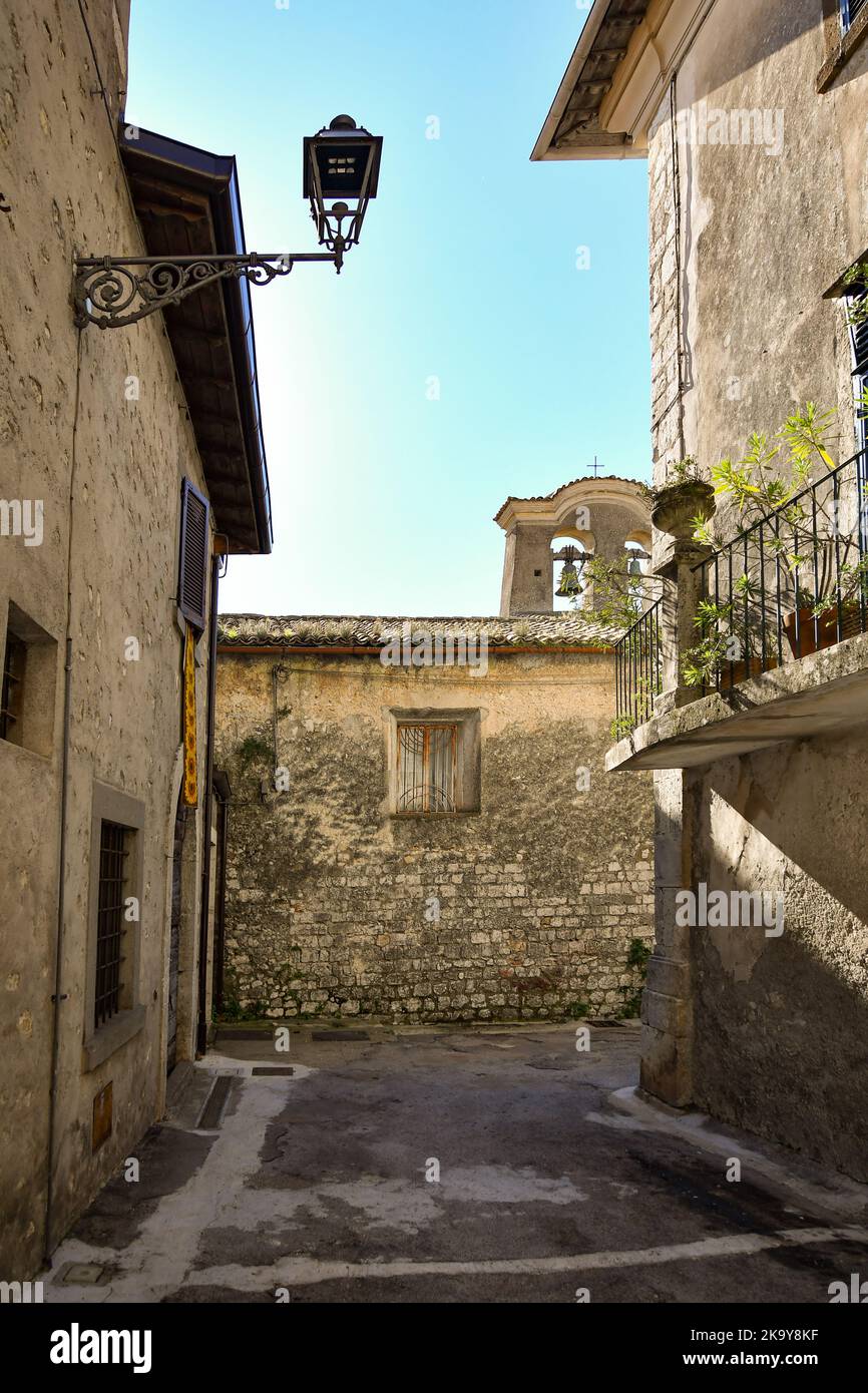 A small street between ancient buildings in Boville Ernica, a historic ...