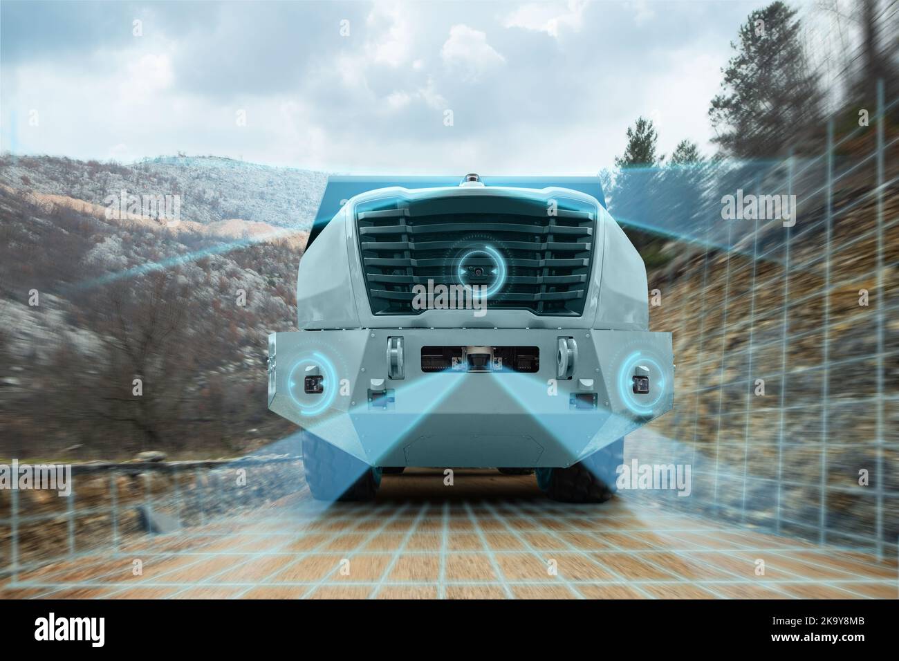 Machine vision system of an autonomous self driving truck Stock Photo ...
