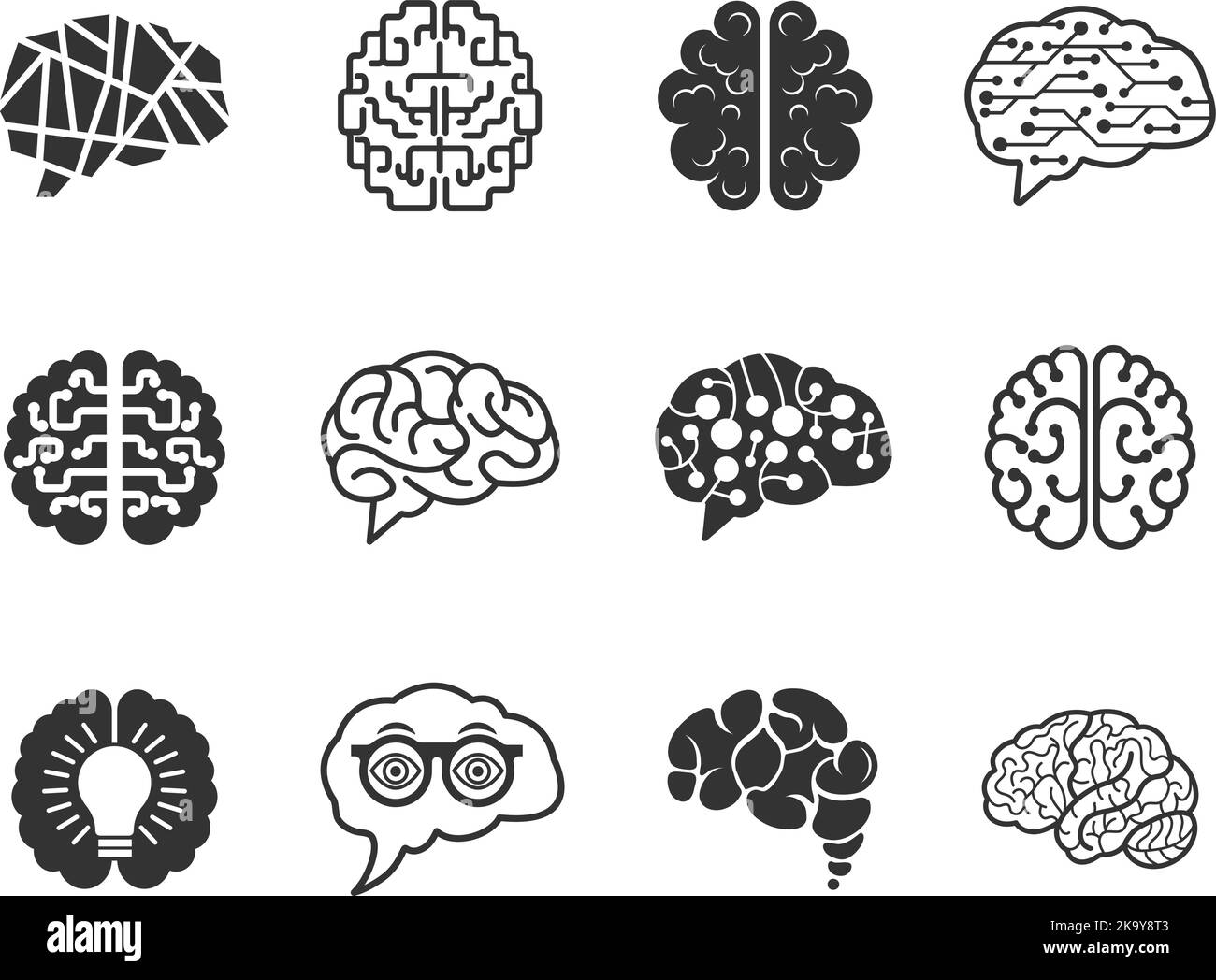 Gyrus brain icons. Vectored neurological intellectual smart graphics ...