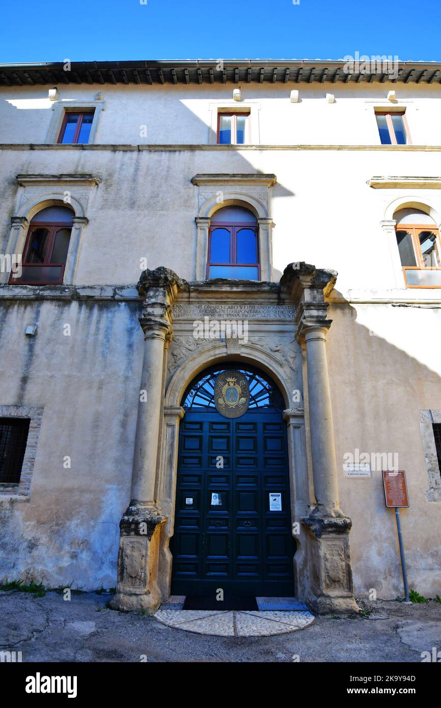 The facade of an ancient noble palace in Boville Ernica, a historic ...
