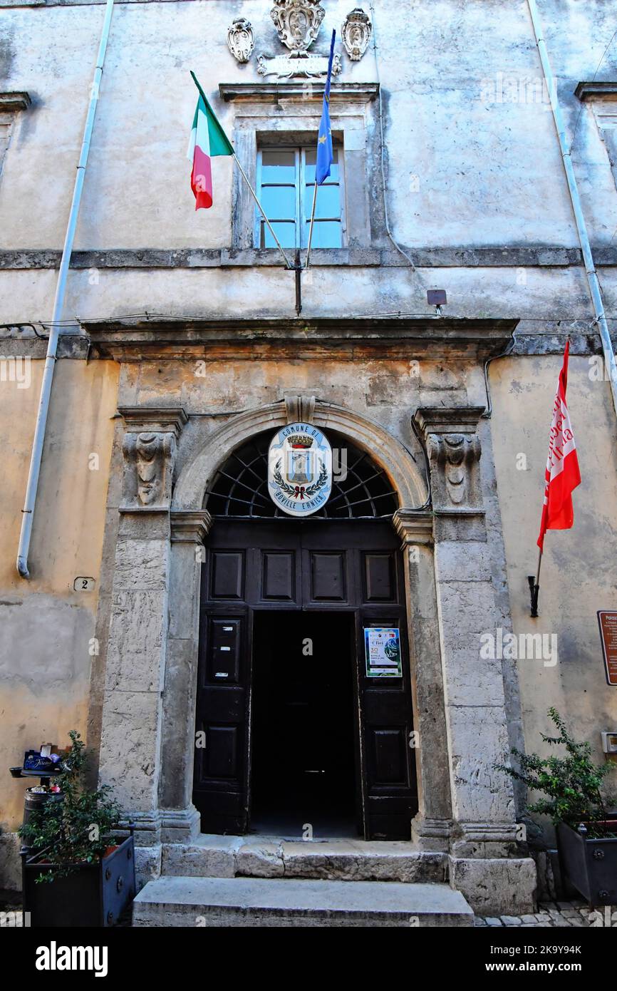 The facade of an ancient noble palace in Boville Ernica, a historic ...