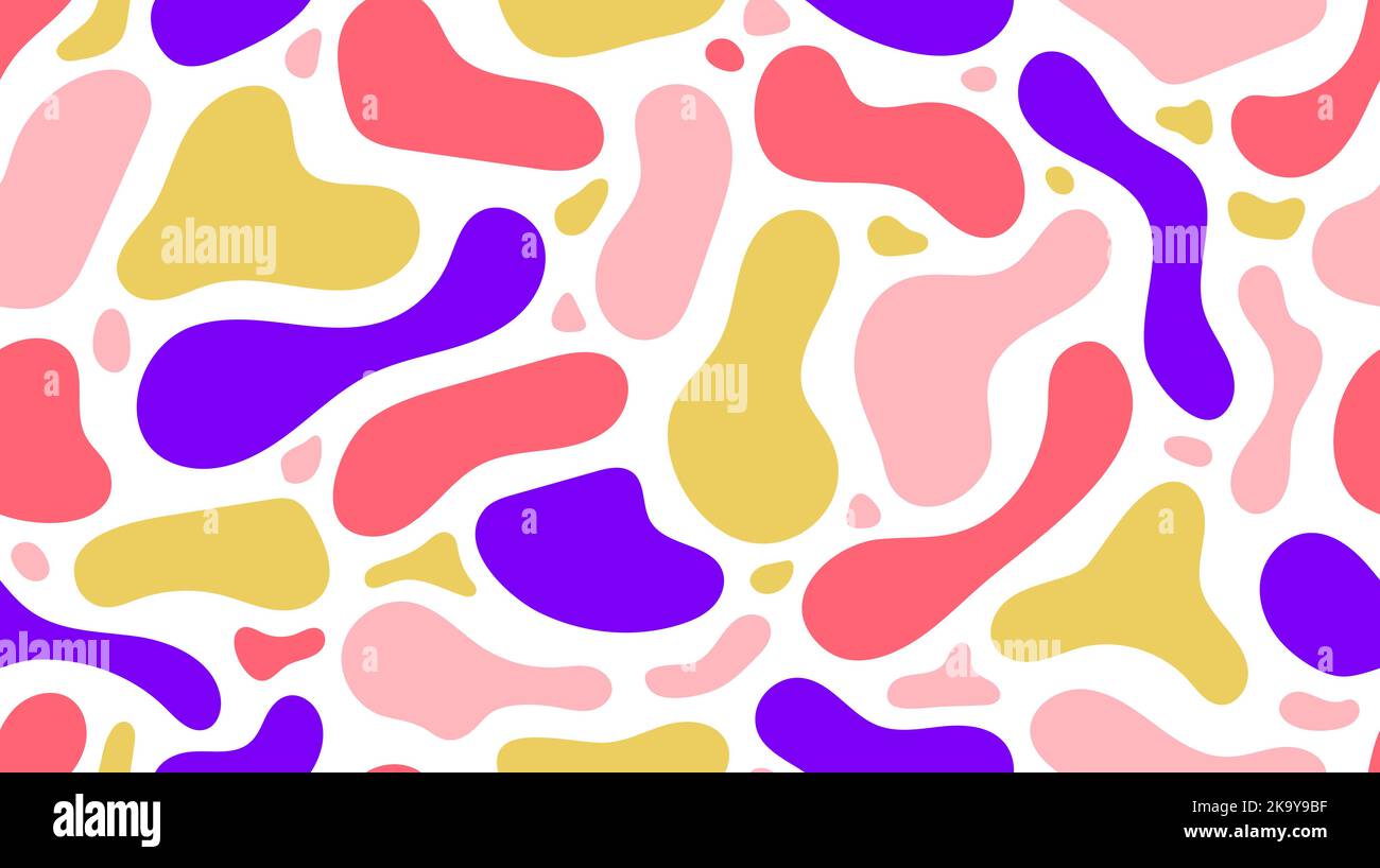 Liquid forms seamless background. Fluid elements repeating wallpaper. Organic blobs backdrop in ...