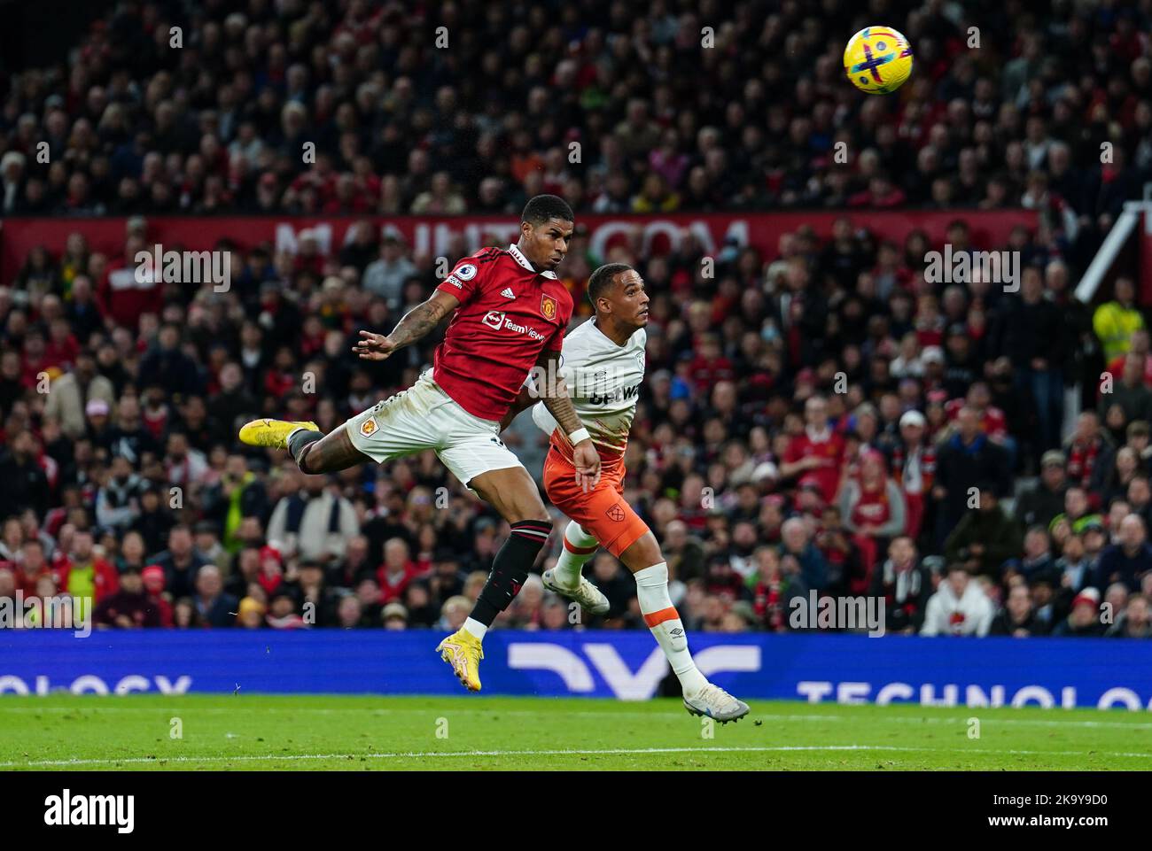 Manchester United's Marcus Rashford scores their side's first goal of ...