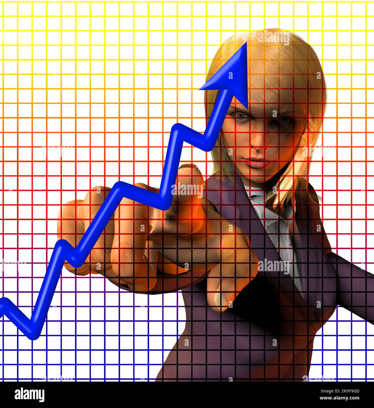Woman chart up. 3D rendering Stock Photo - Alamy
