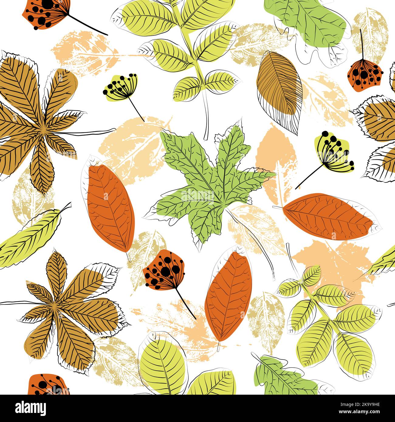 Autumn leaves background. Seamless pattern. Vector illustration. Fall ...