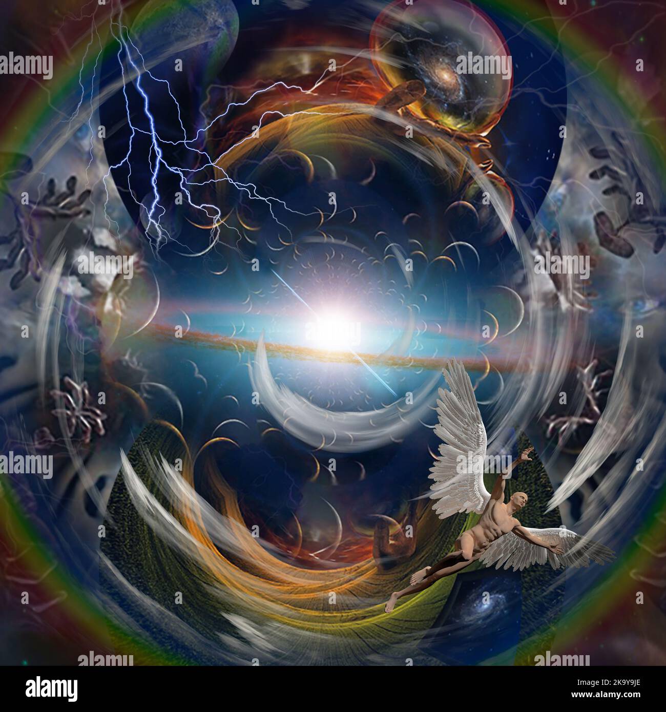 Angels in tunnel of life. 3D rendering Stock Photo - Alamy