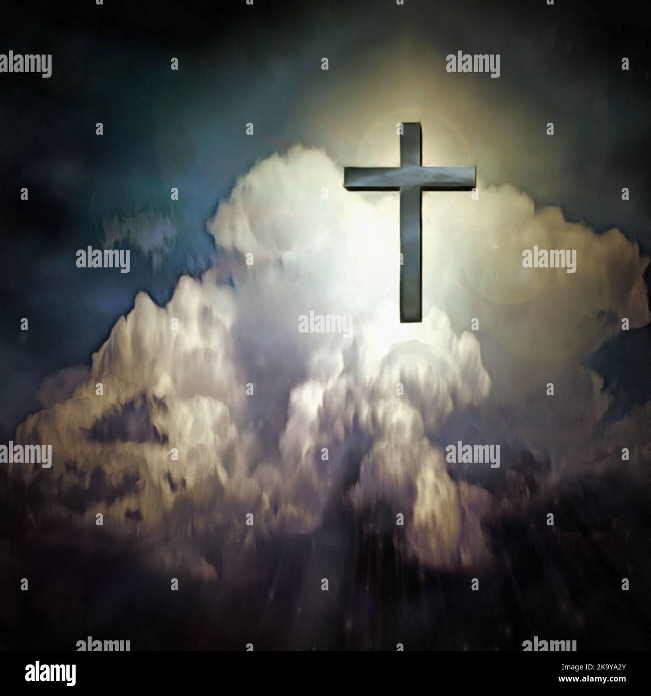 Cross in the Sky. 3D rendering Stock Photo - Alamy