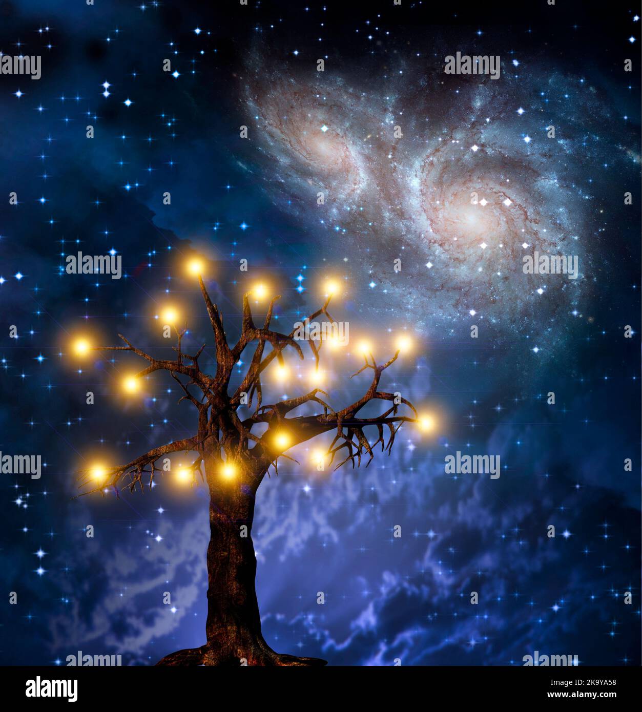 Tree of lights. 3D rendering Stock Photo - Alamy