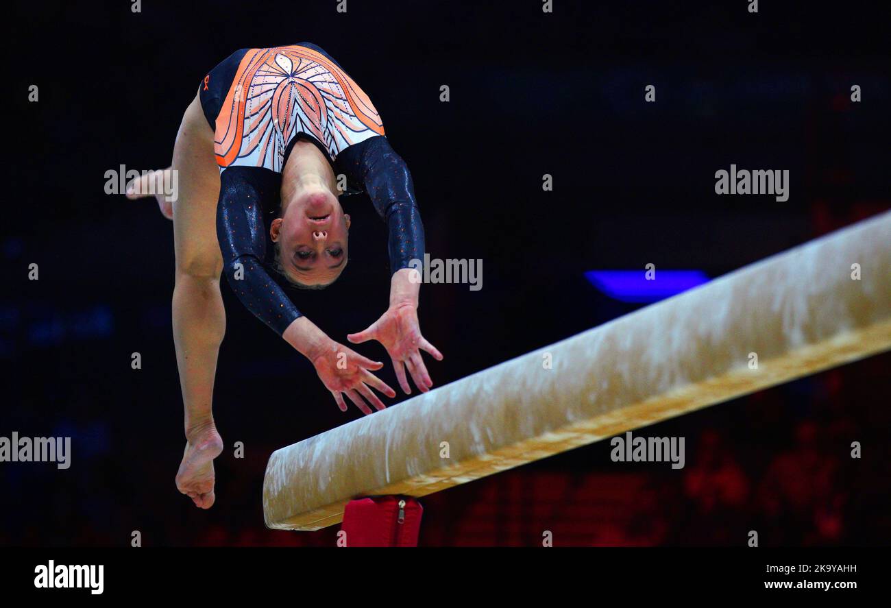 Netherland's Tisha Volleman competes on the beam during day two of the ...