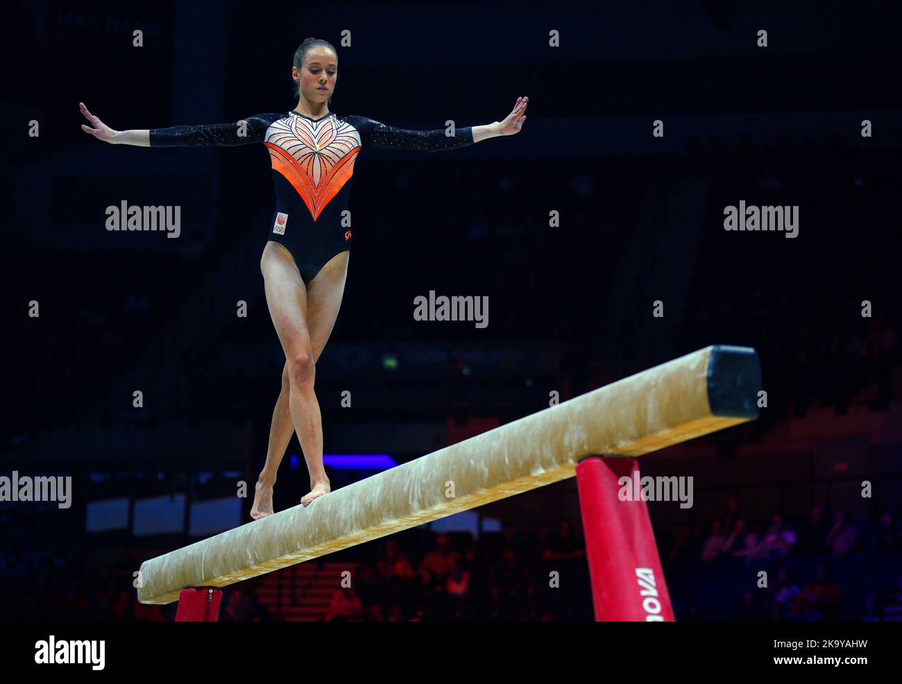 Netherland's Naomi Visser competes on the beam during day two of the ...