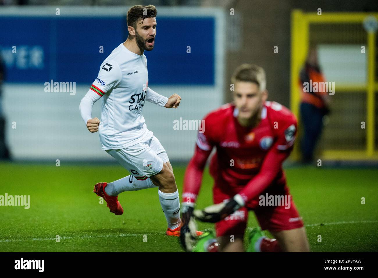 OHL's Mario Gonzalez celebrates after scoring from penalty against Gent ...