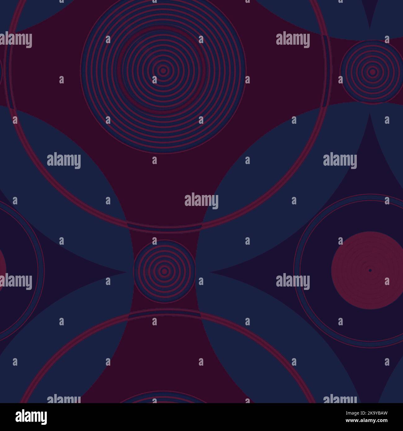 Seamless geometric in blue, burgundy abstract modern pattern created from intersecting circles ...