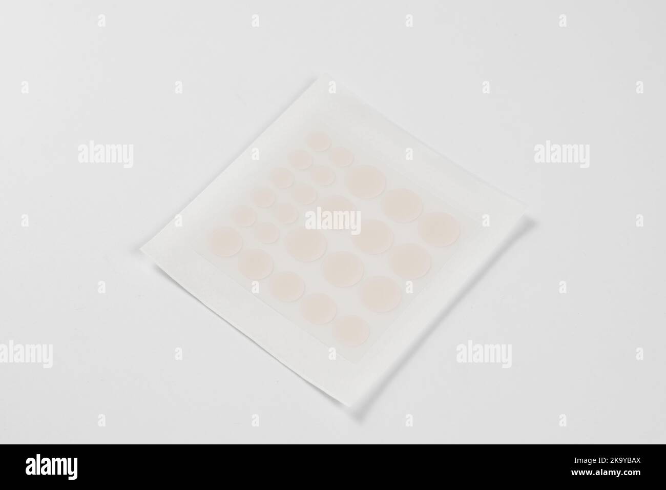 Set of round acne patches on white background. Close-up acne patch ...