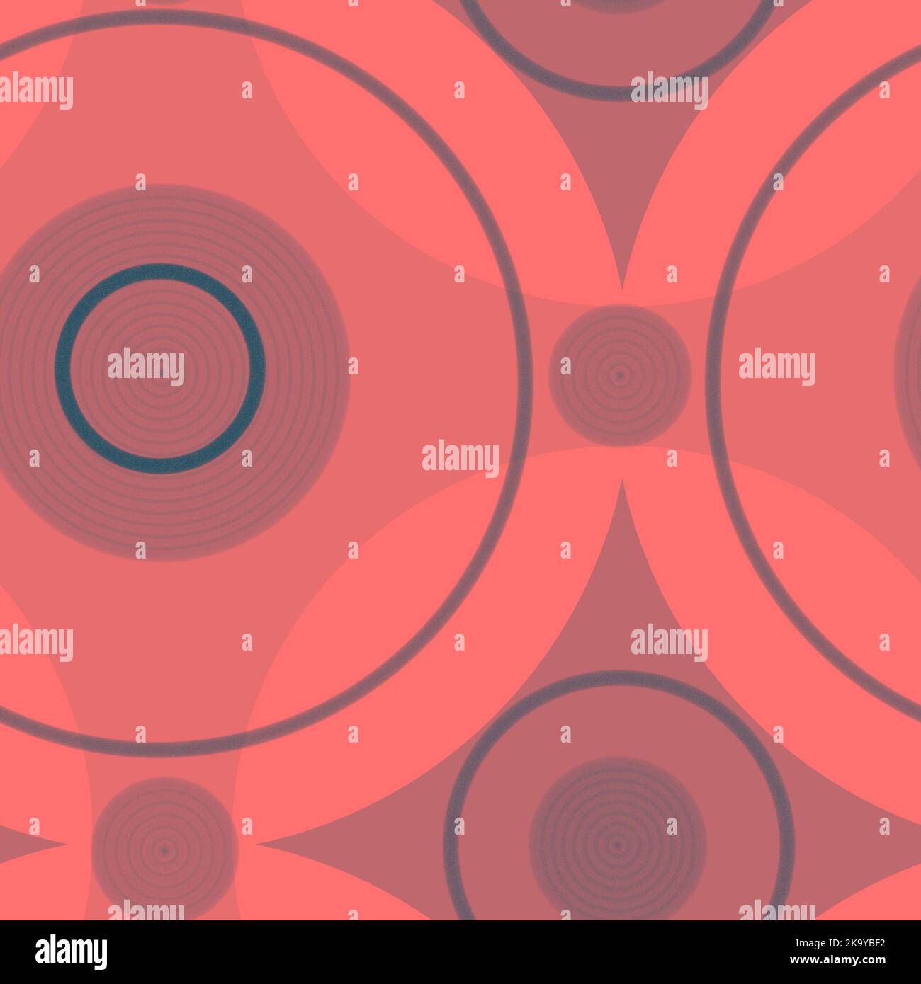 Seamless geometric in pink and rose abstract modern pattern created from intersecting circles ...