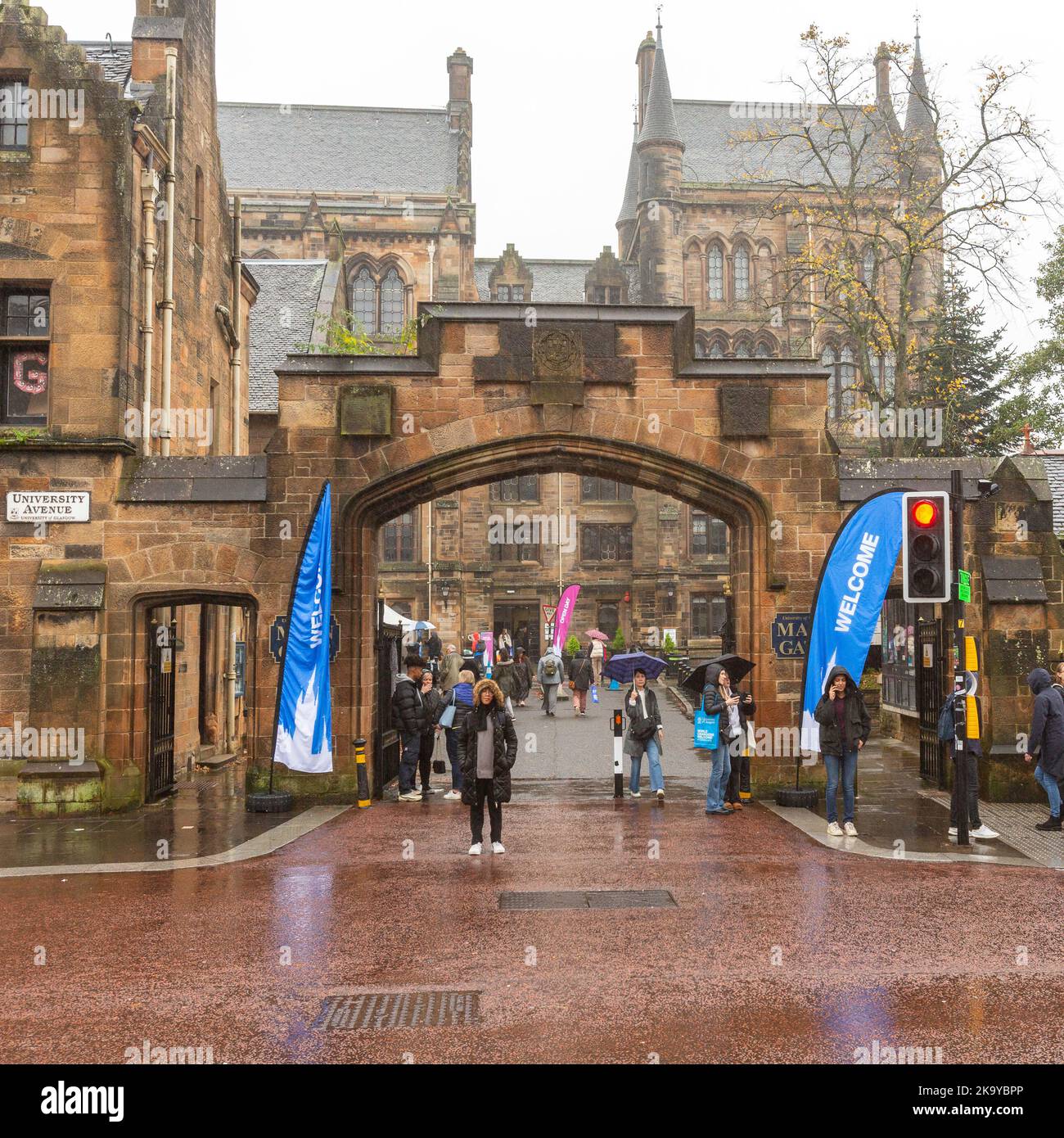 Glasgow university main gate on University Avenue, Scotland, UK Stock ...