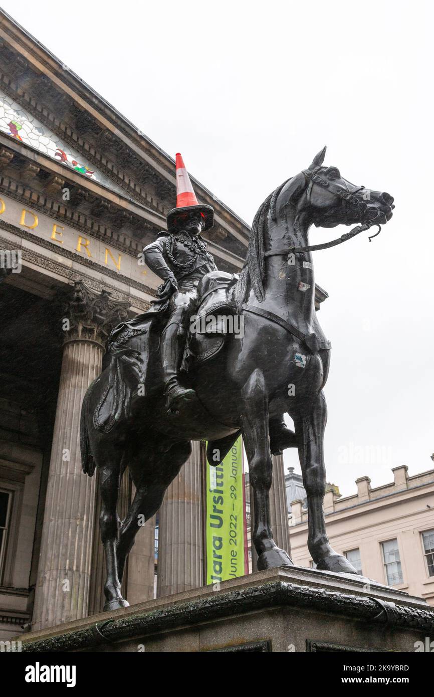 Equestrian statue of the Duke of Wellington, famous for having a ...
