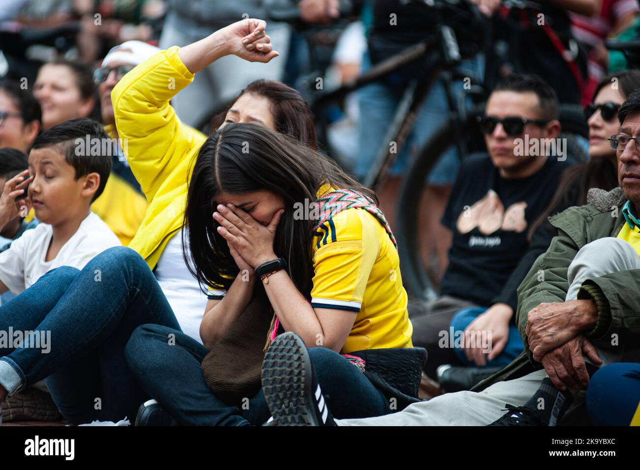Colombian fans gather and react across Bogota, Colombia to watch the ...