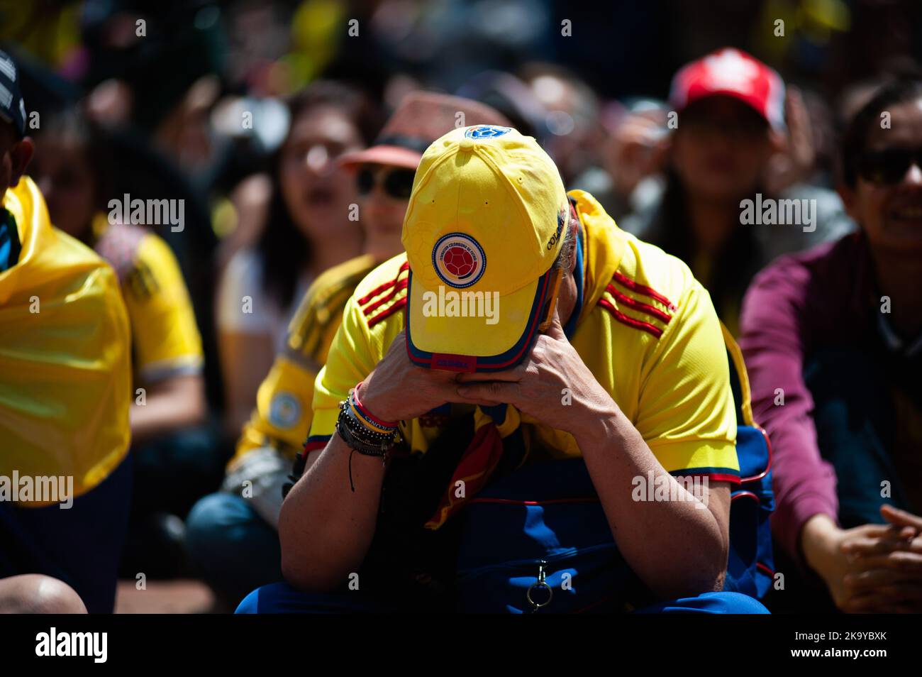 Colombian fans gather and react across Bogota, Colombia to watch the ...