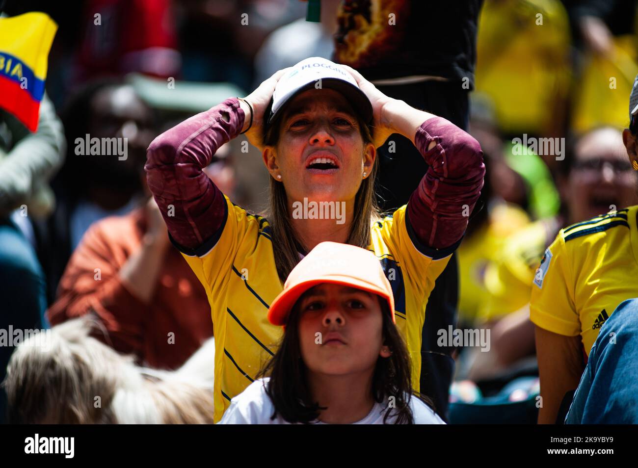 Colombian fans gather and react across Bogota, Colombia to watch the ...