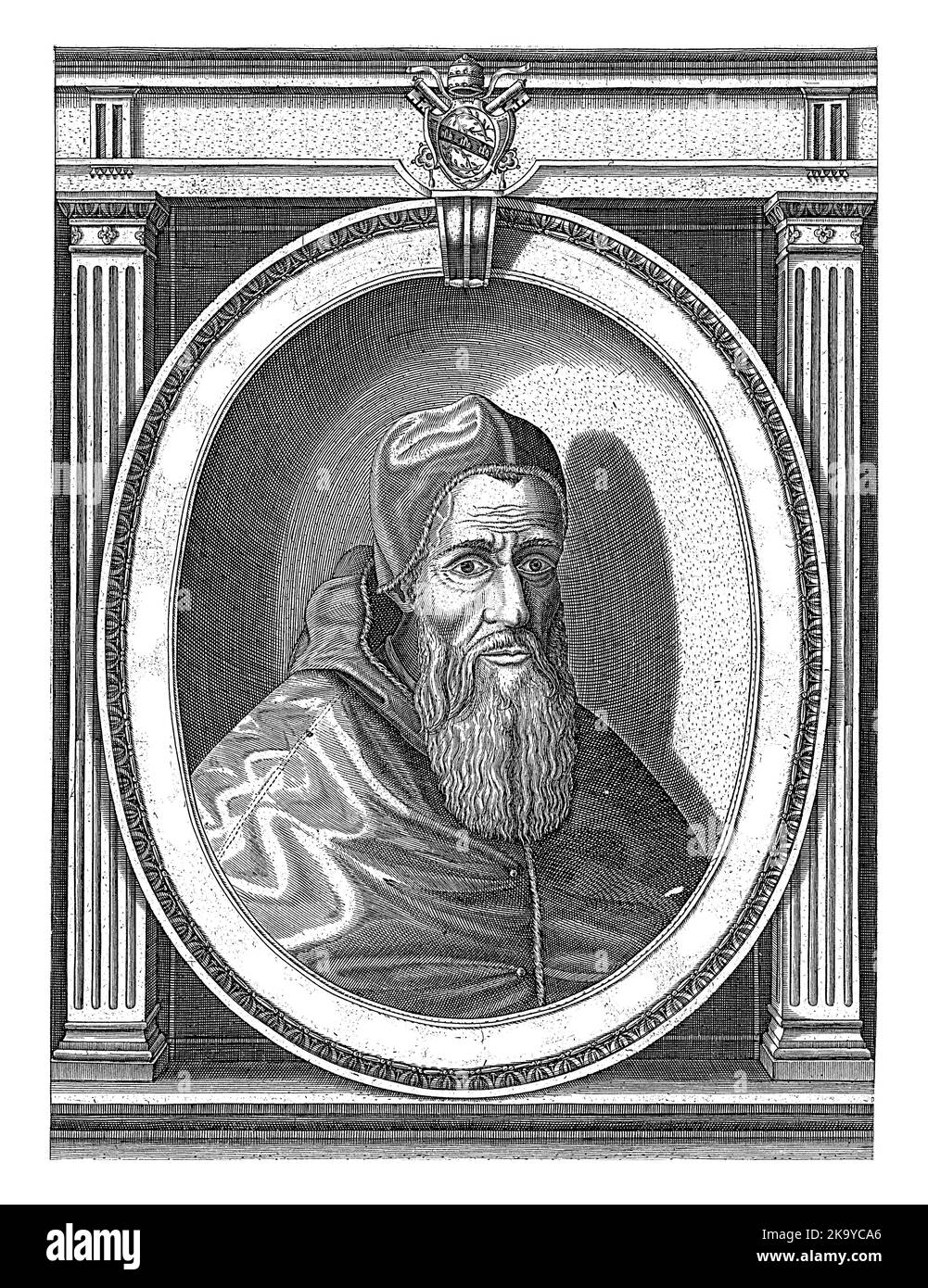 Portrait of Pope Julius III dressed in the papal robes, head adorned ...