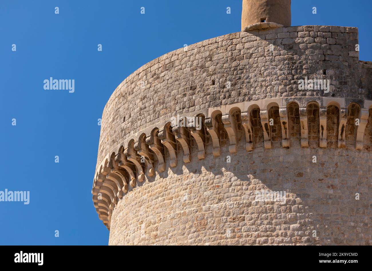 DUBROVNIK, CROATIA, EUROPE - The Minceta Tower in the walled fortress ...