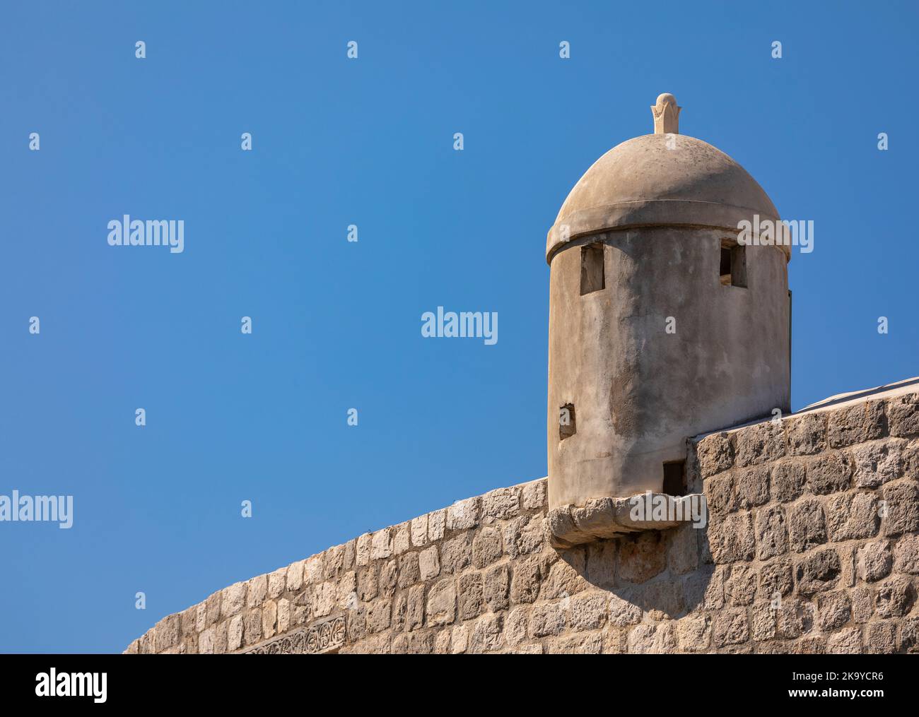DUBROVNIK, CROATIA, EUROPE - Guard house on wall in the walled fortress ...