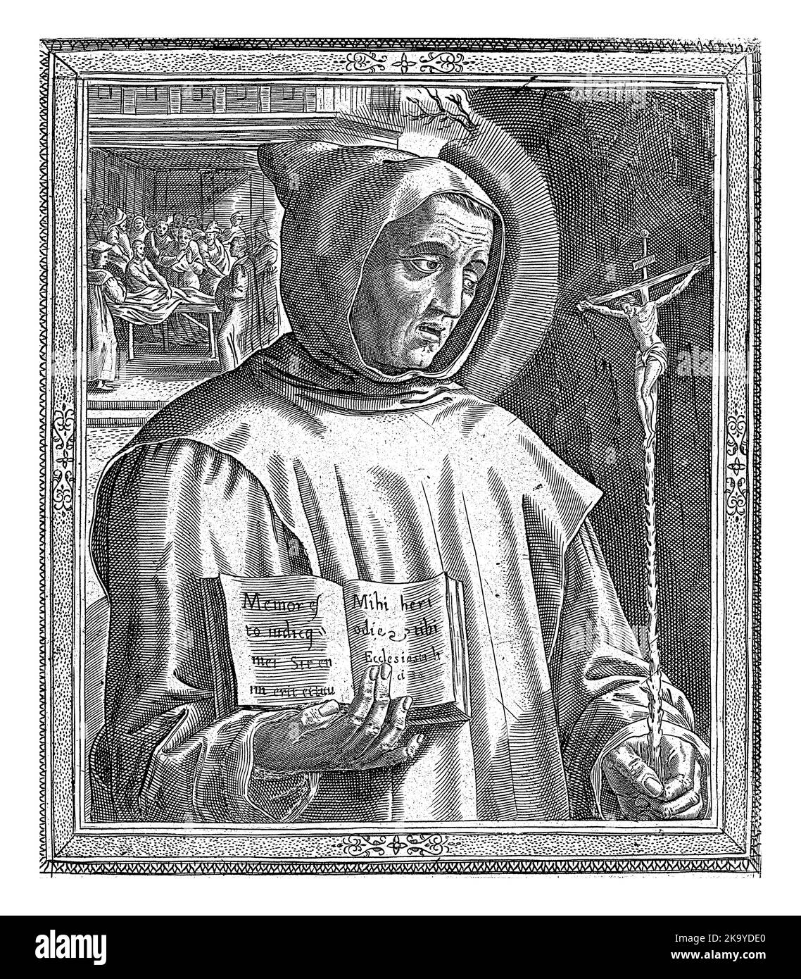 Saint Bruno of Cologne, founder of the Carthusian order, holding a ...
