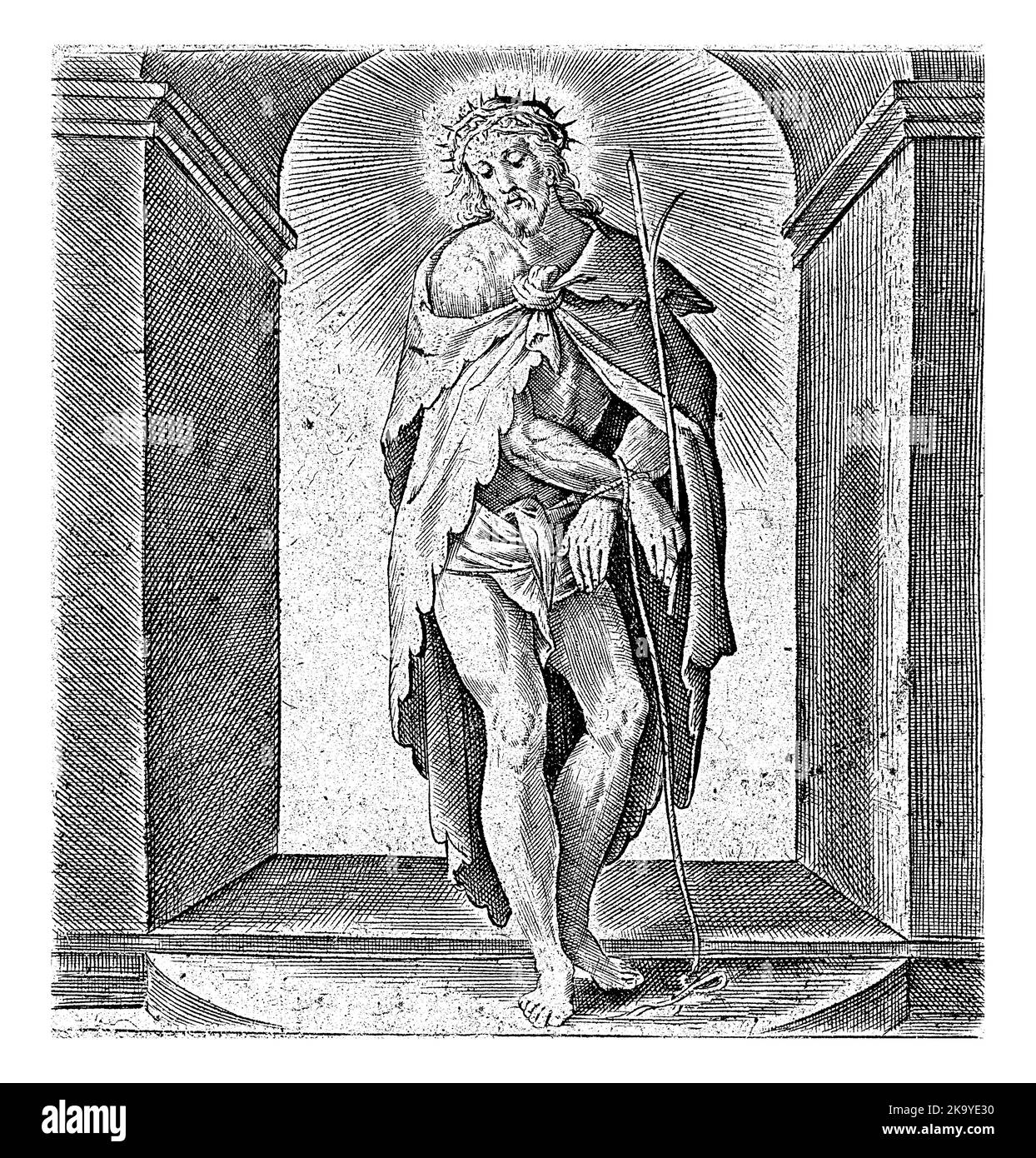 Christ as a Man of Sorrows, Hieronymus Wierix, 1593 In a niche stands ... Christ as a Man of Sorrows, Hieronymus Wierix, 1593 In a niche stands ...