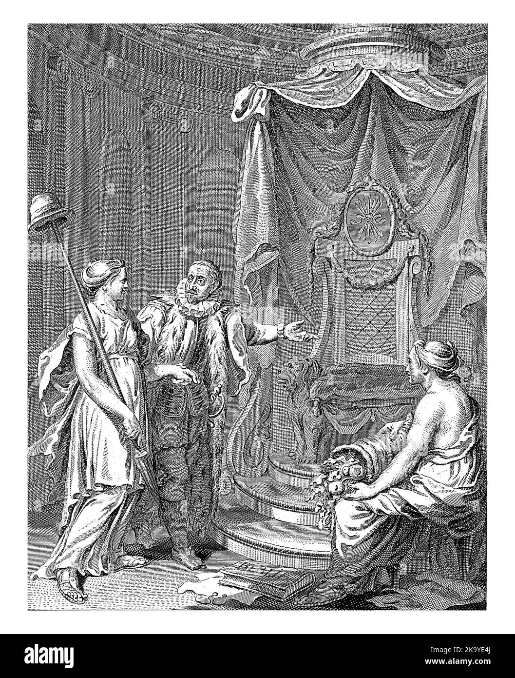 Title print with Prince William I of Orange leading the Dutch Virgin by ...