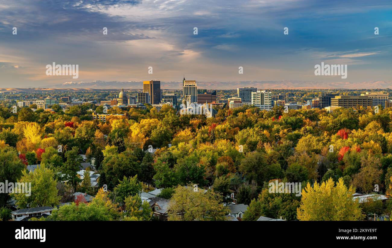 Boise skyline in fall with many autumn colors Stock Photo - Alamy