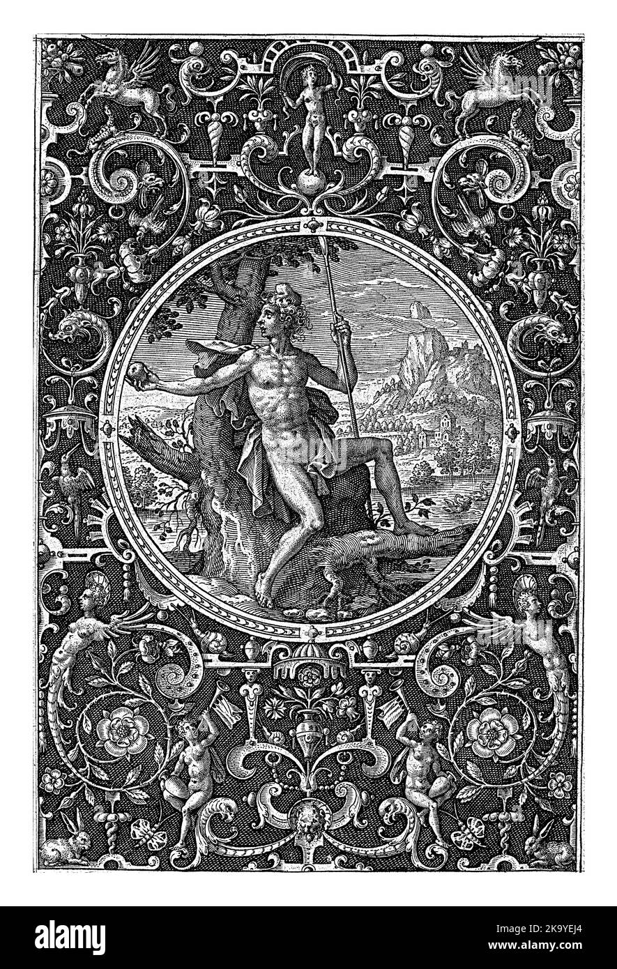 Paris holds the shepherd's staff in one hand and the apple in the other ...