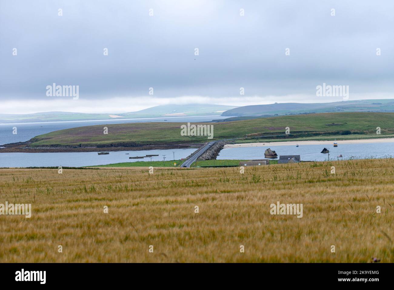 View of Glimps Holm and Causeway, Churchill Barriers, in Burray, Orkney ...