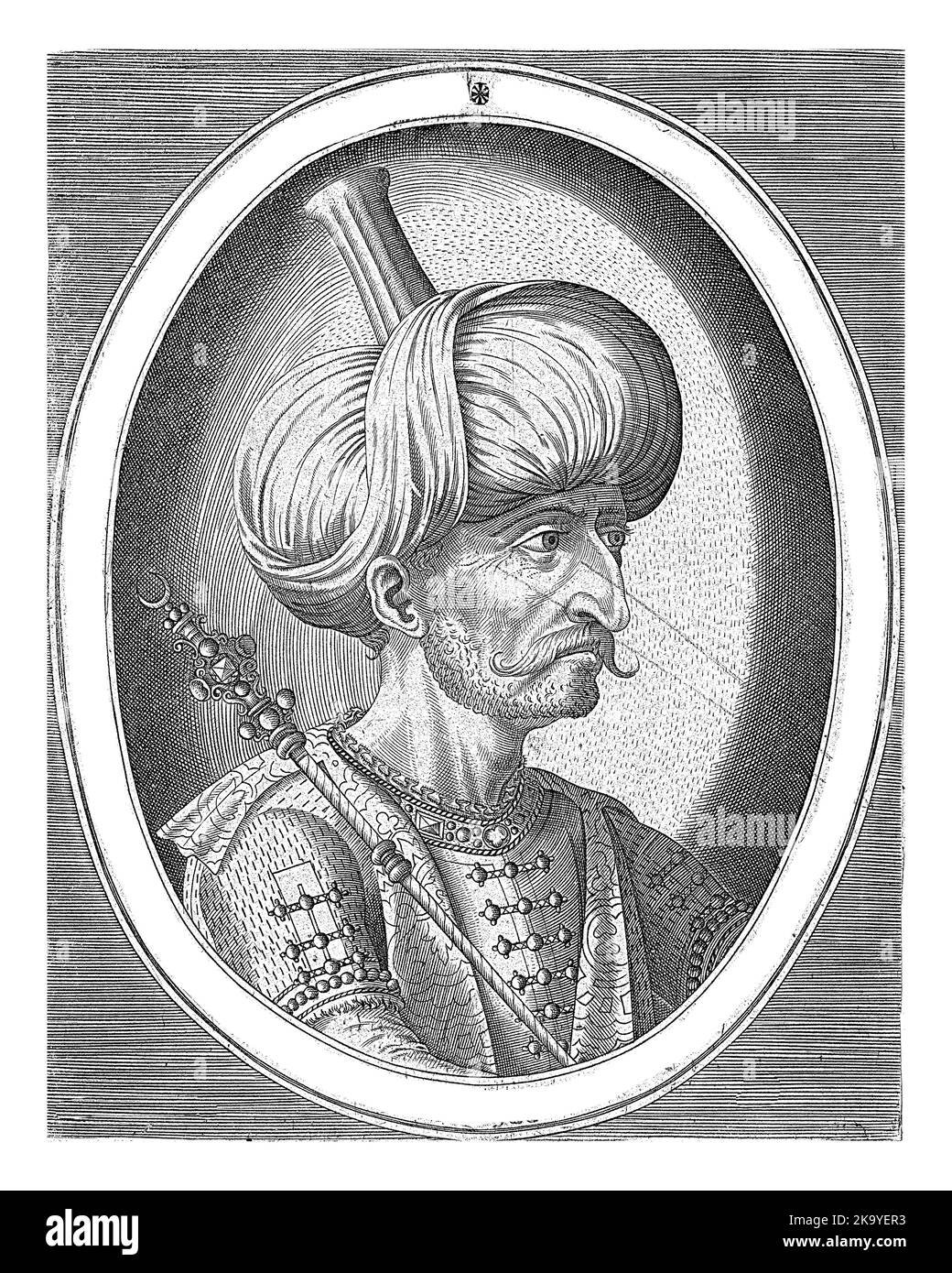 Bust to the right of Suleyman I the Magnificent in an oval with his ...