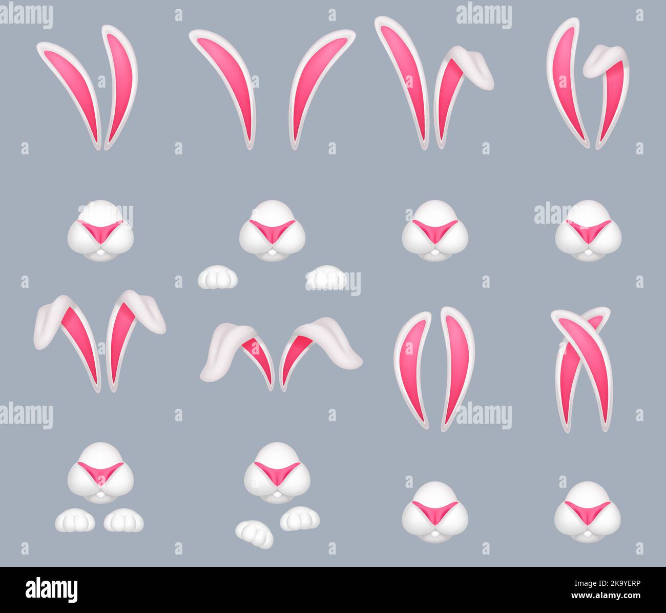 Rabbit muzzles. Funny bunny face filter mask costume combination ...