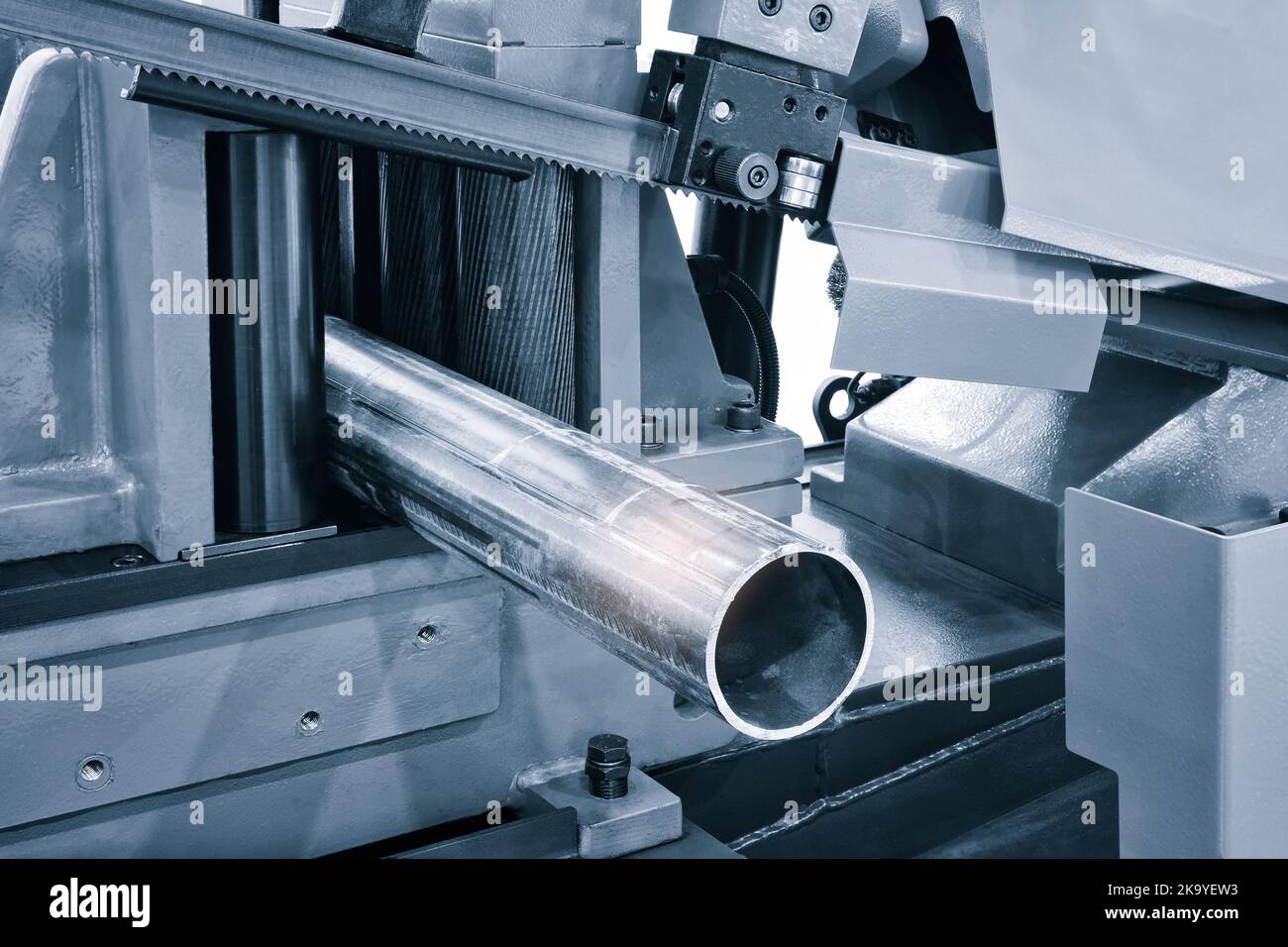 Industrial circular saw machine for metal close-up, industrial metal ...