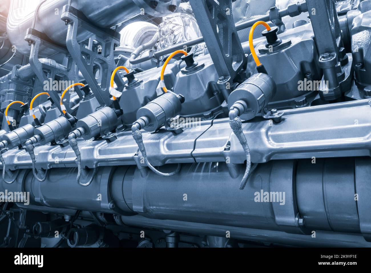 Modern high-tech and efficient engine, gas diesel generator Stock Photo ...