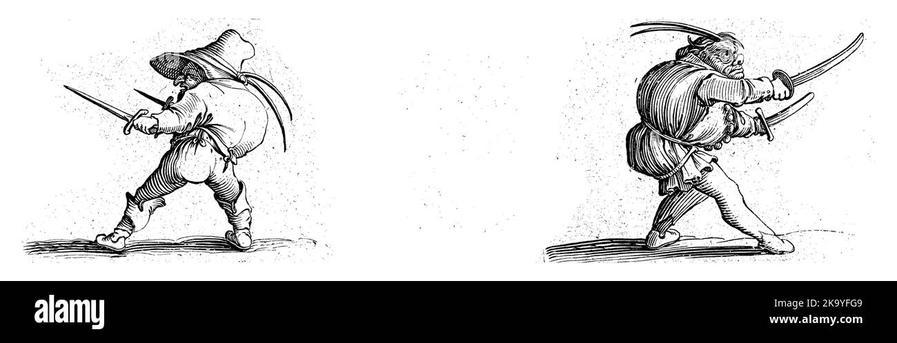 Dwarf with two daggers; Grotesque figure with two swords, Jacques ...