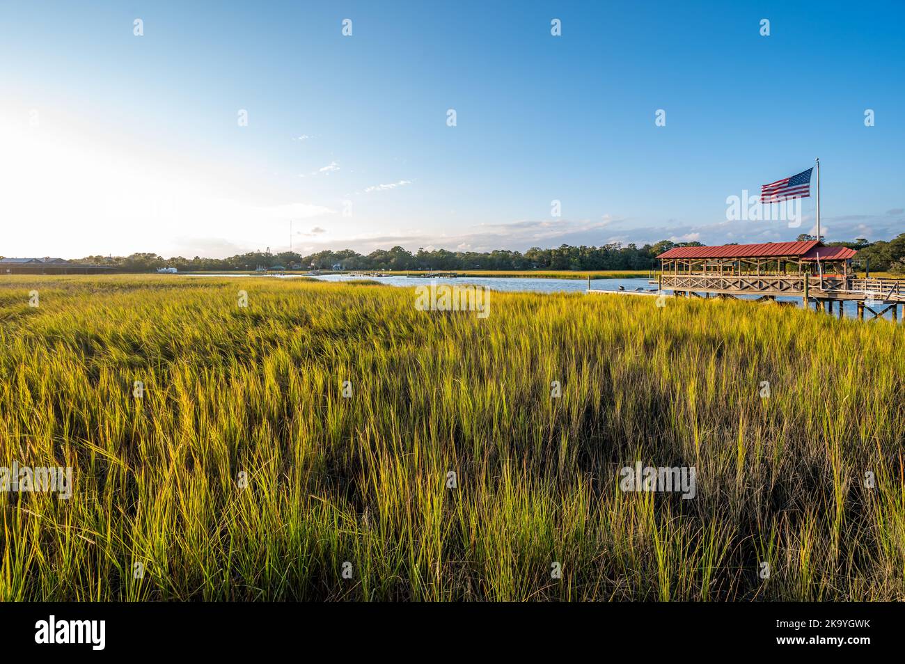 Charleston South Carolina low country marshland pier boat dock with ...
