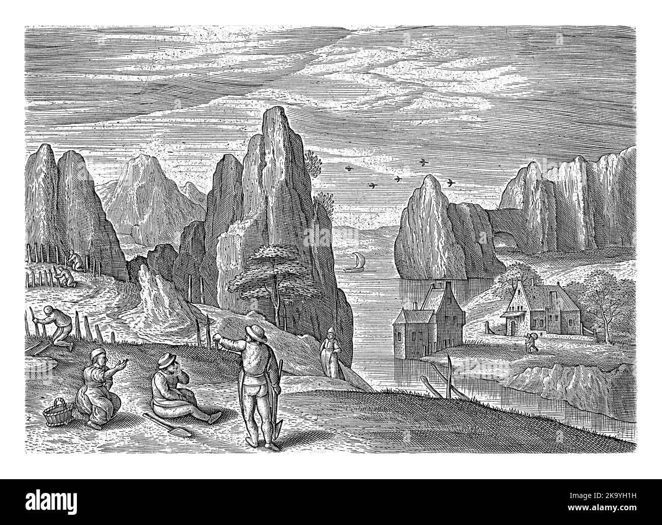 Spring landscape with spring scenes. March in the planting month ...