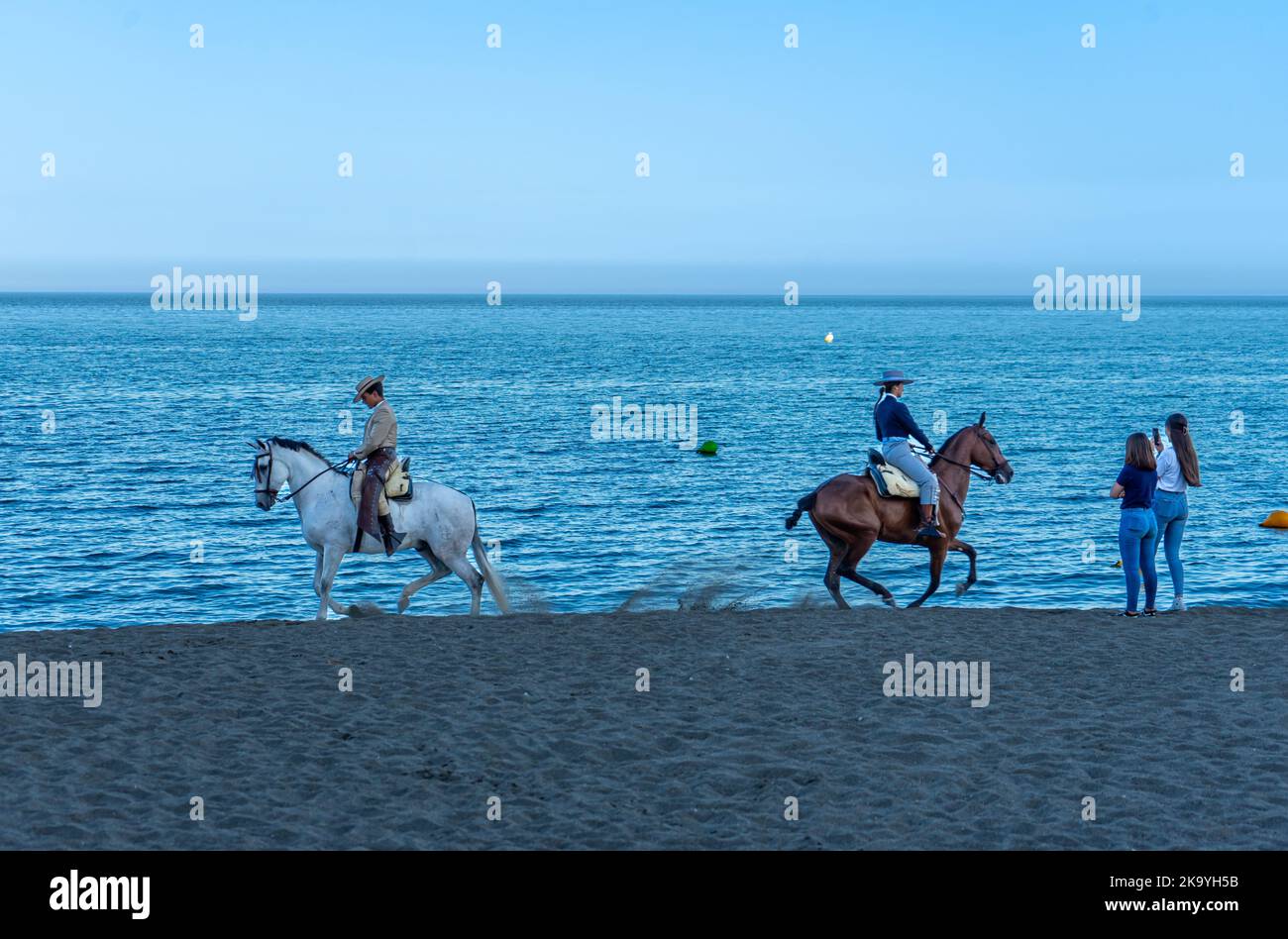 FUENGIROLLA, SPAIN - SEPTEMBER 17, 2022: Spanish traditional riders ...