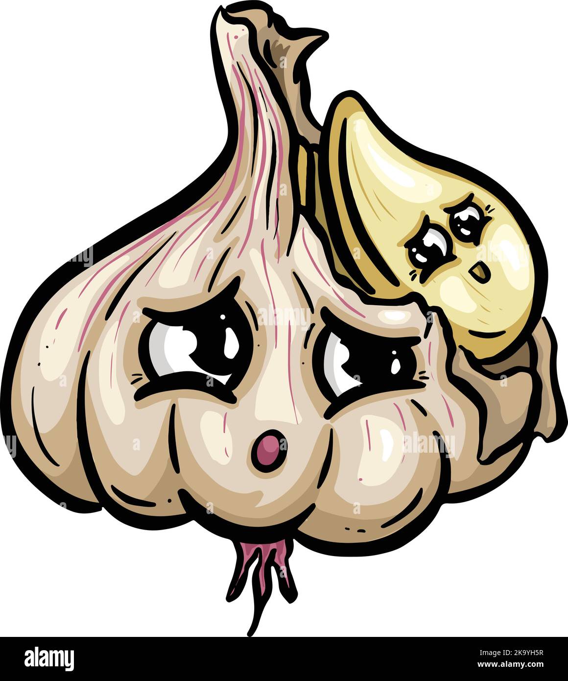 Garlic Cartoon Bulb Character in Vector Illustration as a Mascot or ...