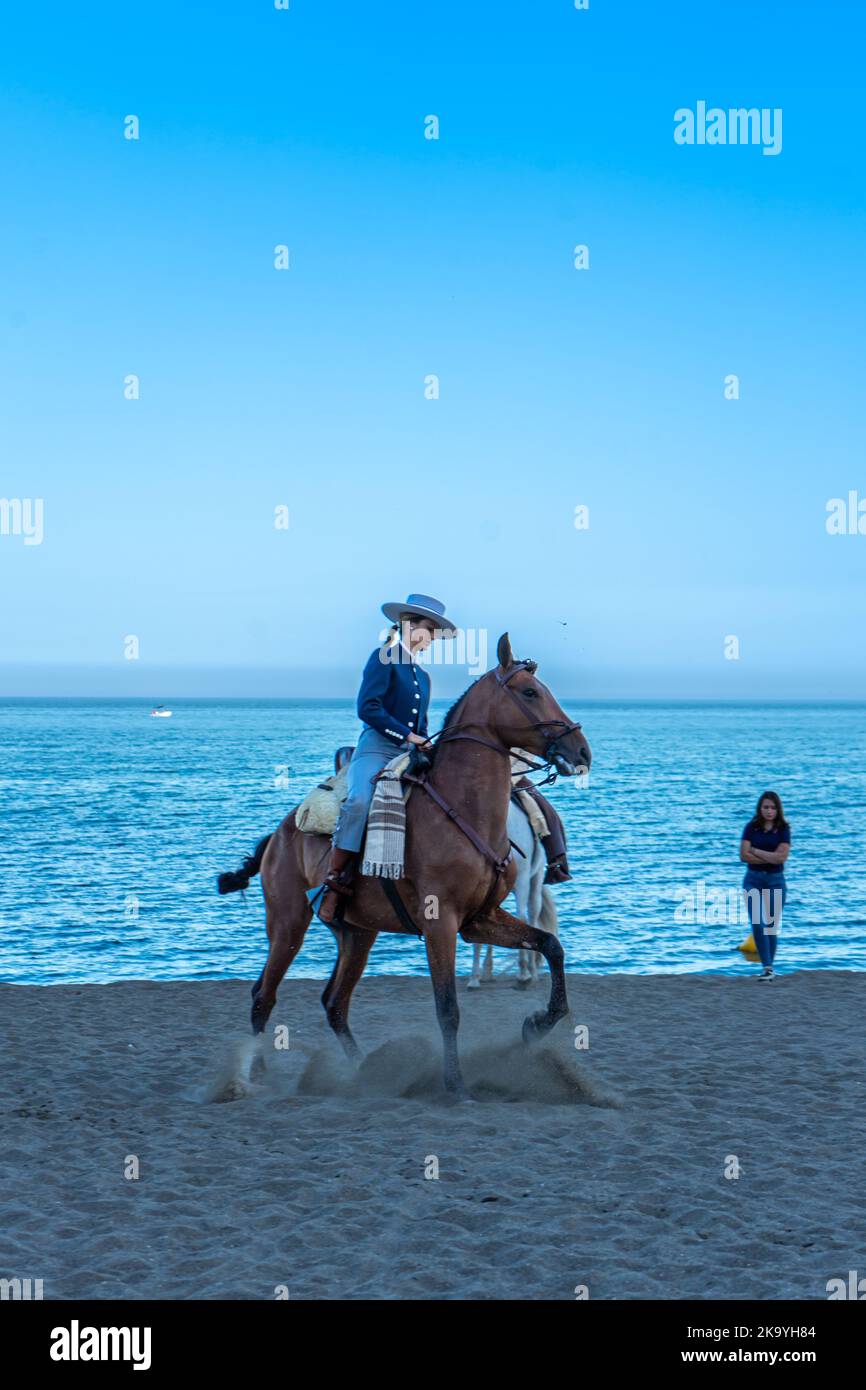 FUENGIROLLA, SPAIN - SEPTEMBER 17, 2022: Spanish traditional riders ...