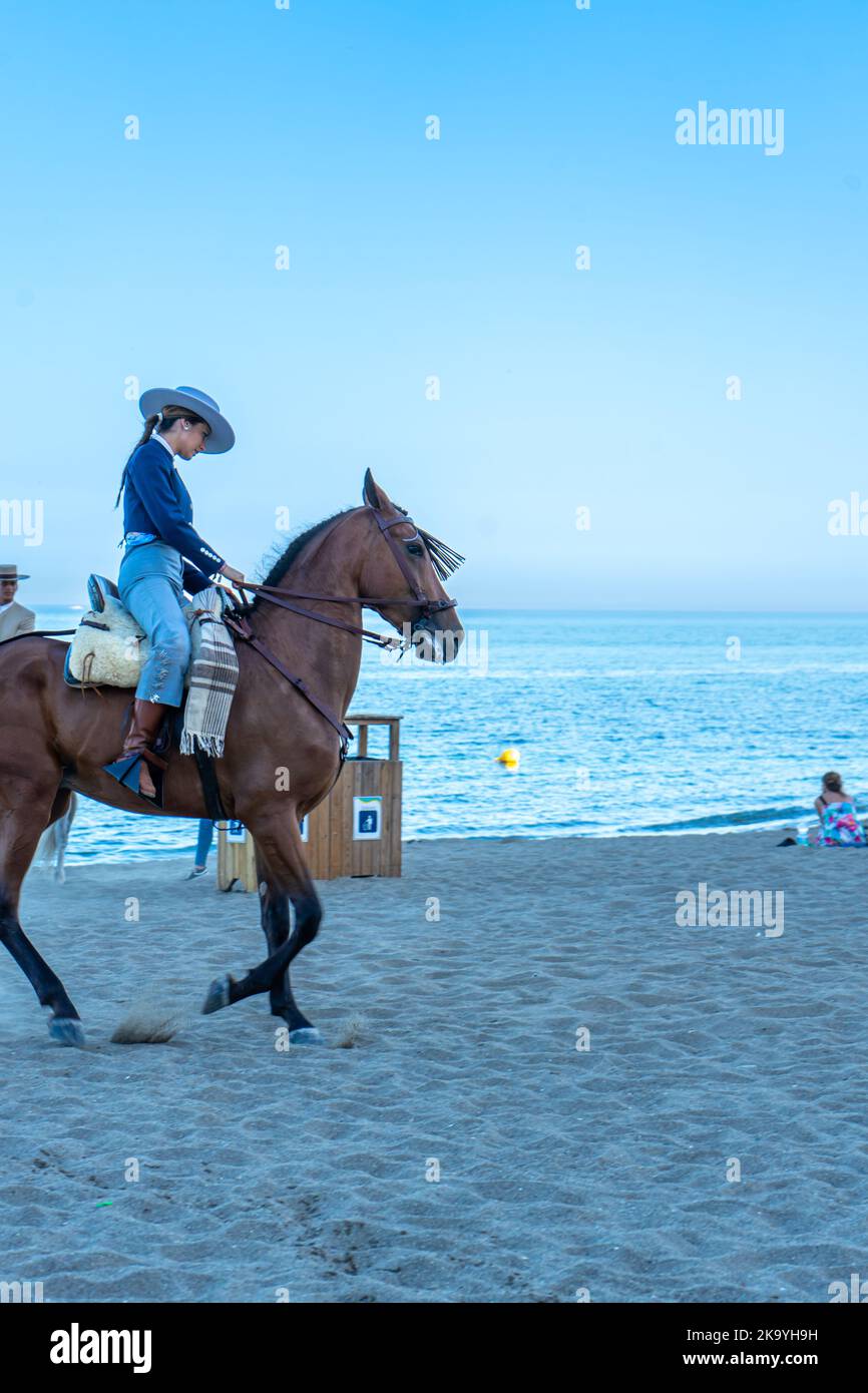FUENGIROLLA, SPAIN - SEPTEMBER 17, 2022: Spanish traditional riders ...