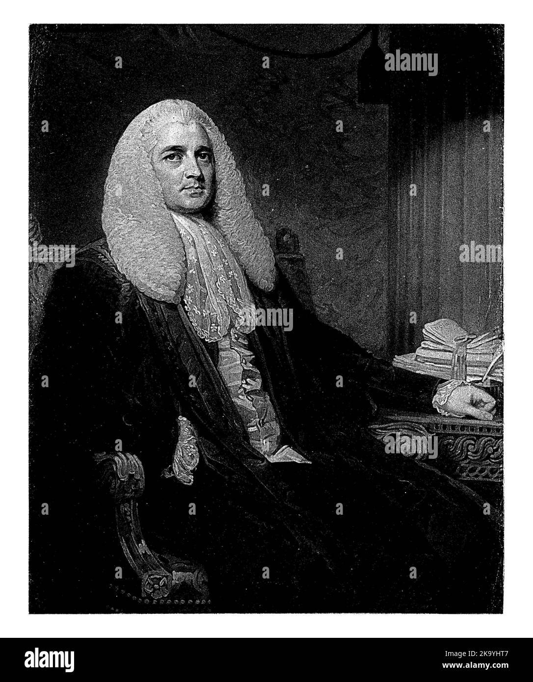 The lawyer James Mingay is sitting in an armchair next to a table with ...