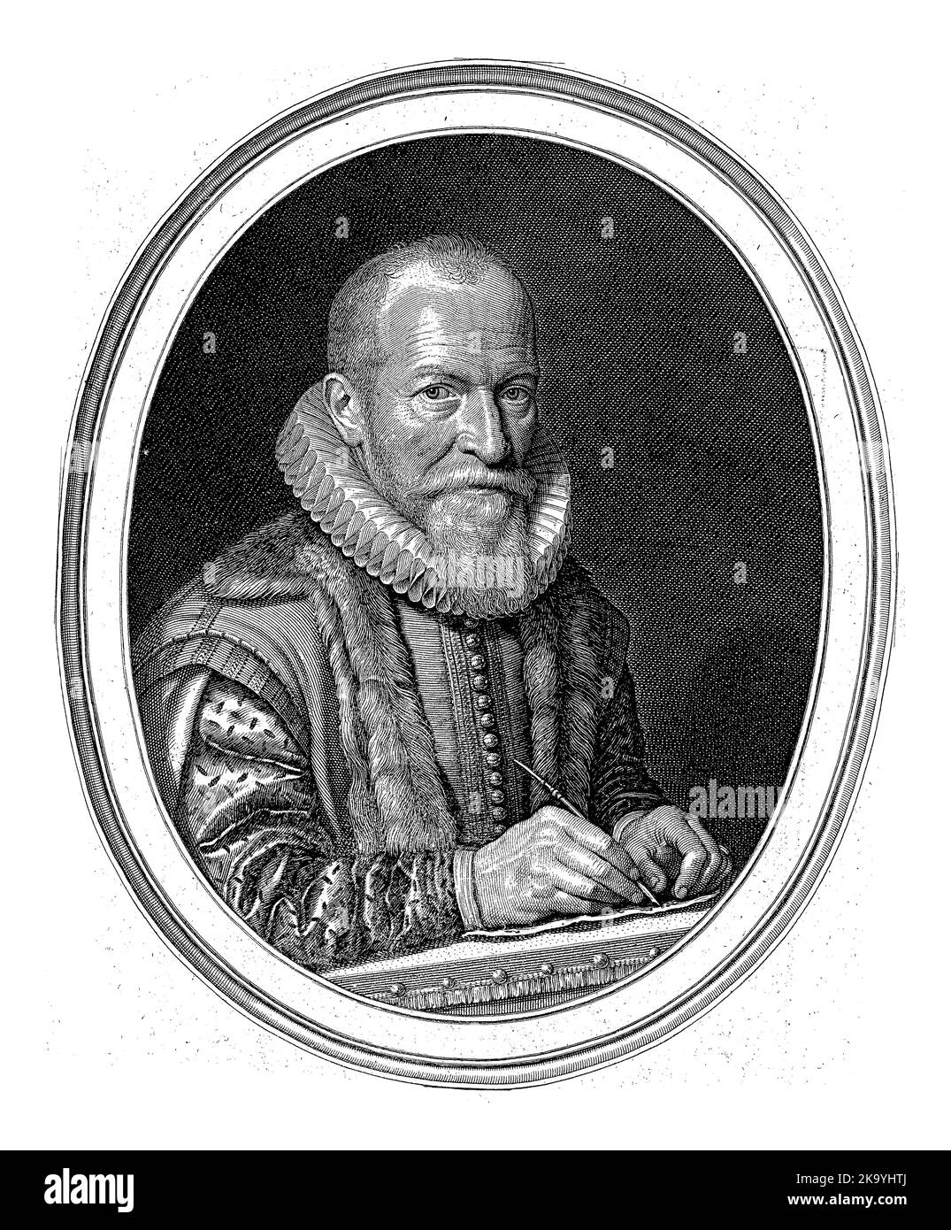 Portrait of calligrapher Felix van Sambix at the age of 66, half-length ...