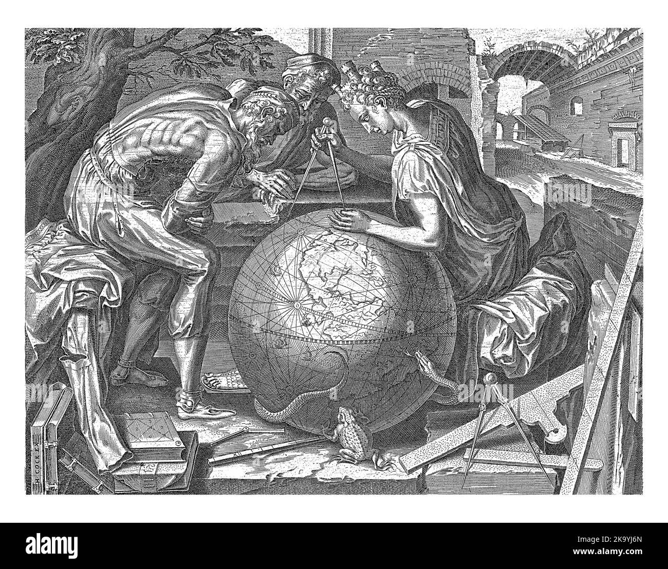 Geometria A Woman With A City Crown On Her Head Measures The Distance Between Two Points On A
