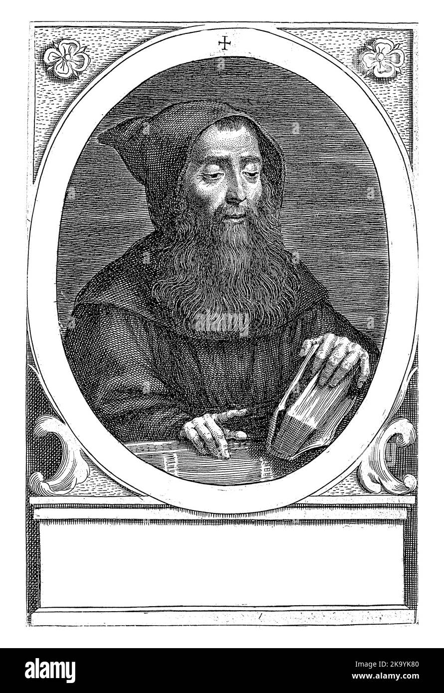 Bust portrait of P. Angelus a Sta Clara in robes, aged 50. With his ...