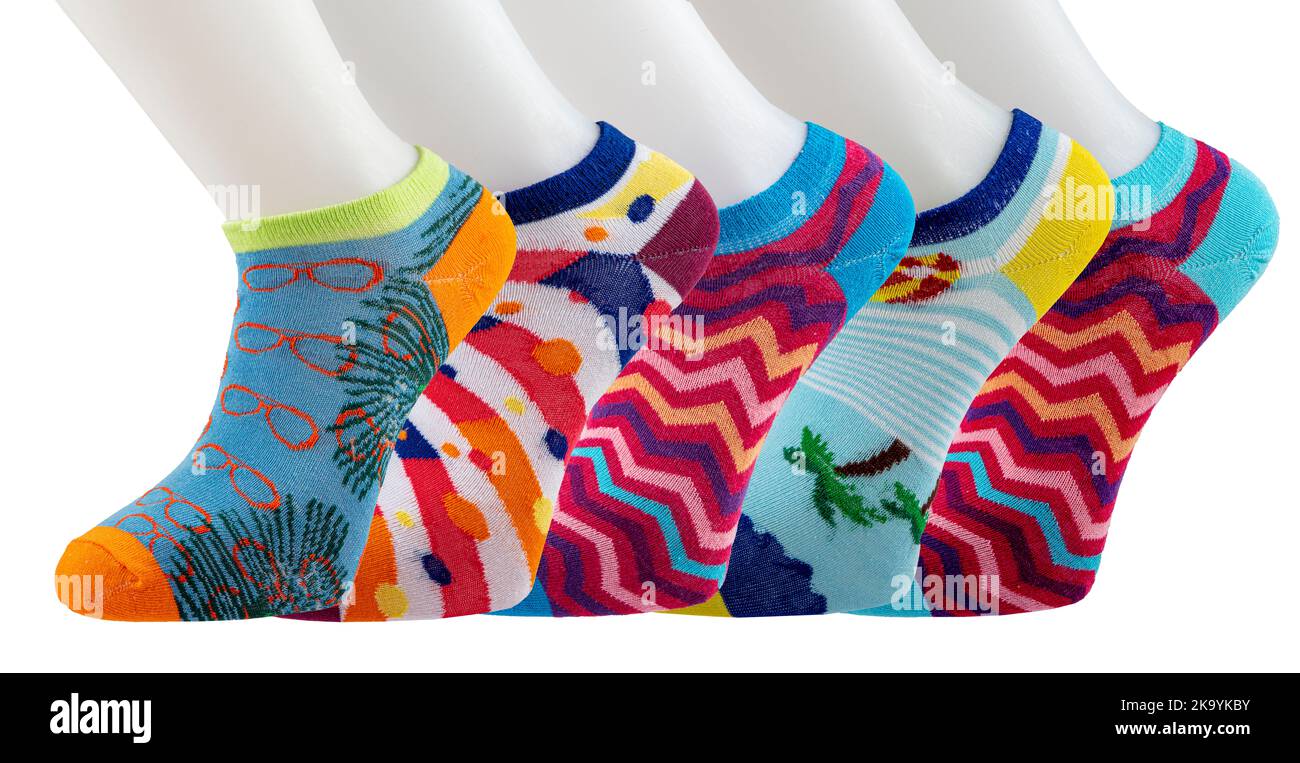 Colorful socks on a white background. A good gift for a loved one. Fun ...