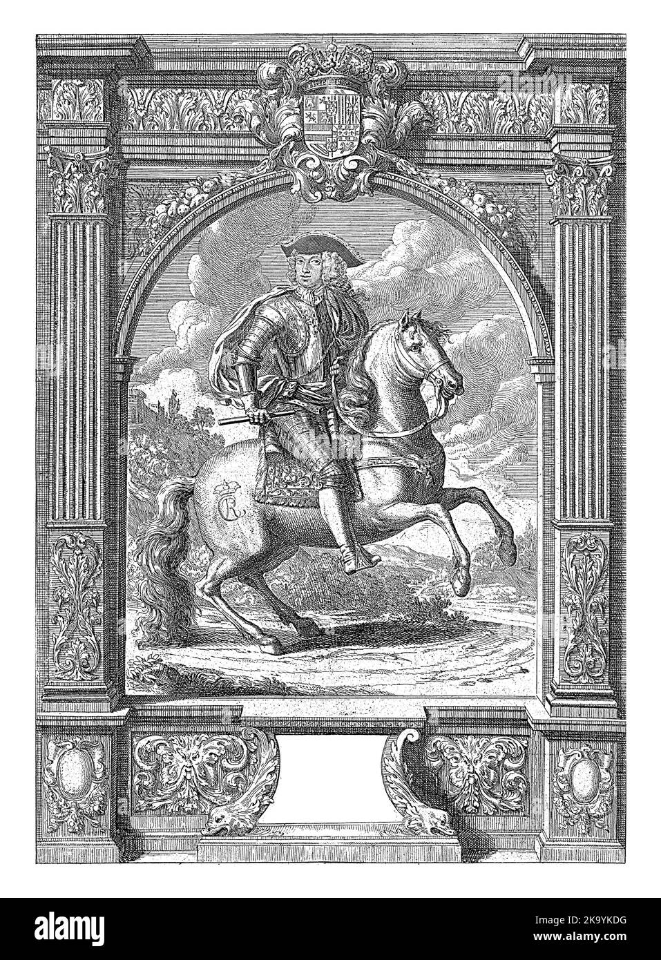 Equestrian portrait of Emperor Charles VI, Richard van Orley (II), 1711 ...