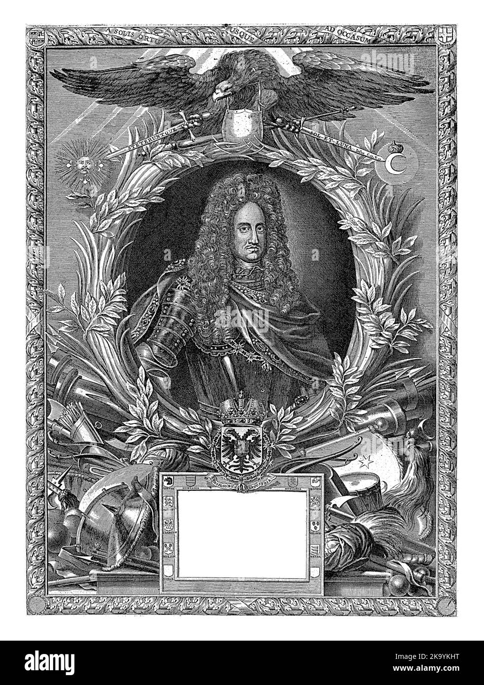 Half-length portrait of Charles VI, German Emperor. He wears armor and ...